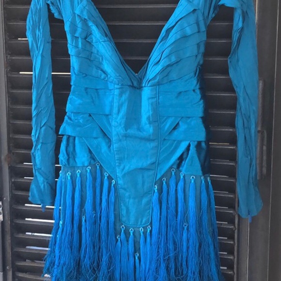 Gucci | Dresses | Gucci Tom Ford Blue Silk Tassel Runway Dress 4 | Poshmark